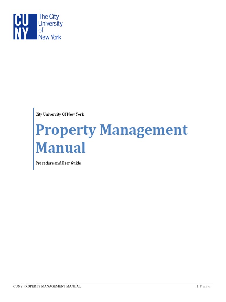 Property Management Manual: City University of New York | PDF | Cost ...