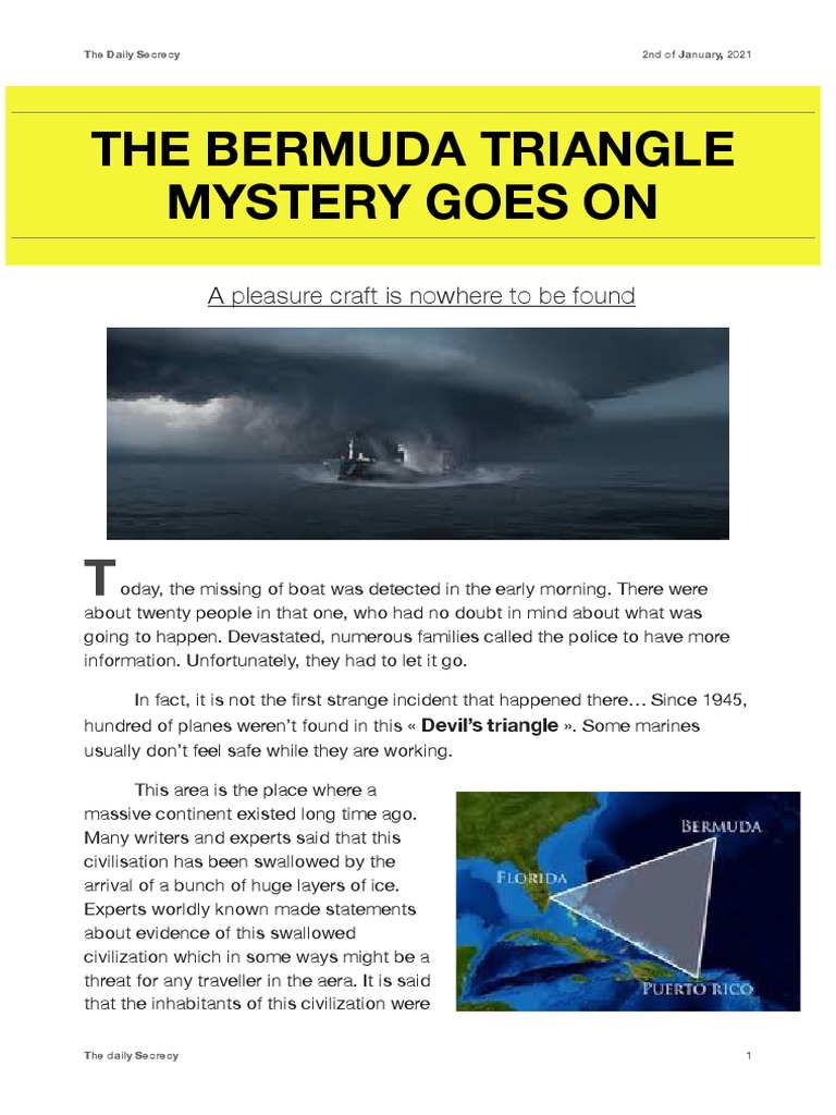 The Bermuda Triangle Mystery Goes On: A Pleasure Craft Is Nowhere To Be ...