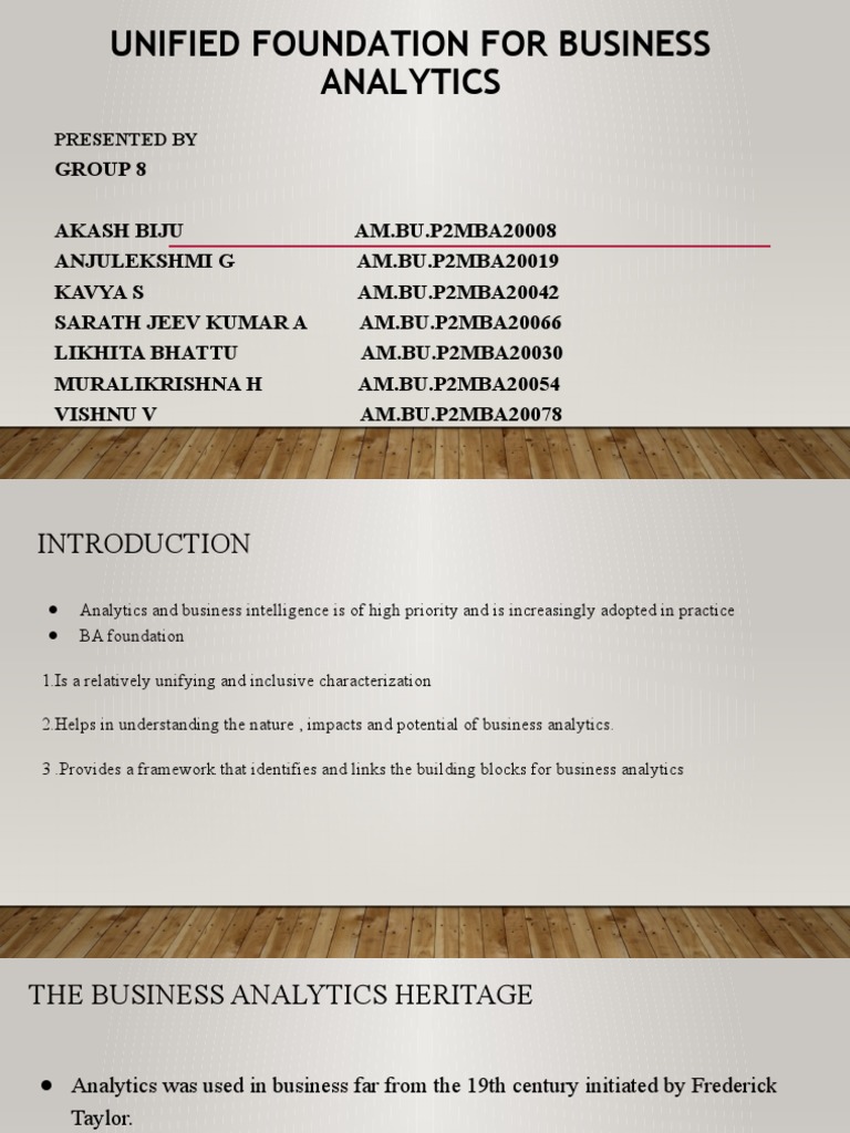 A Unified Foundation for Business Analytics: Presenting a Comprehensive ...