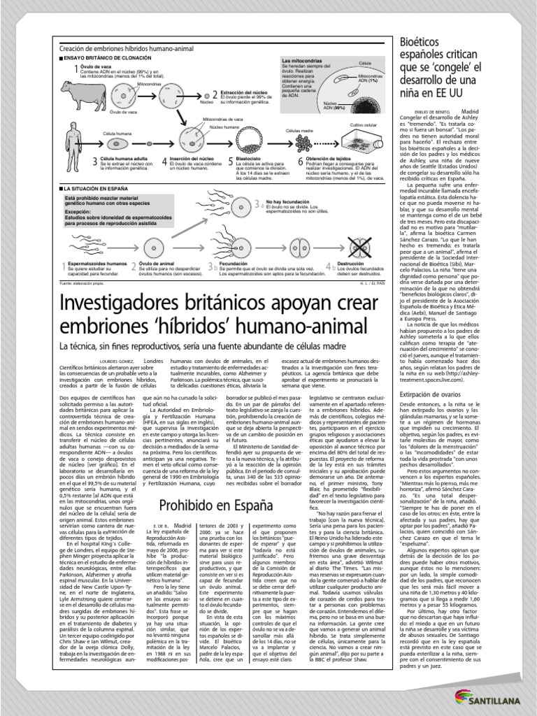 Investigadores Britanicos Apoyan Crear Embriones Hibridos Humano Animal ...