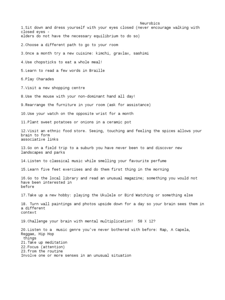 Neurobics | PDF | Home & Garden | Self-Improvement