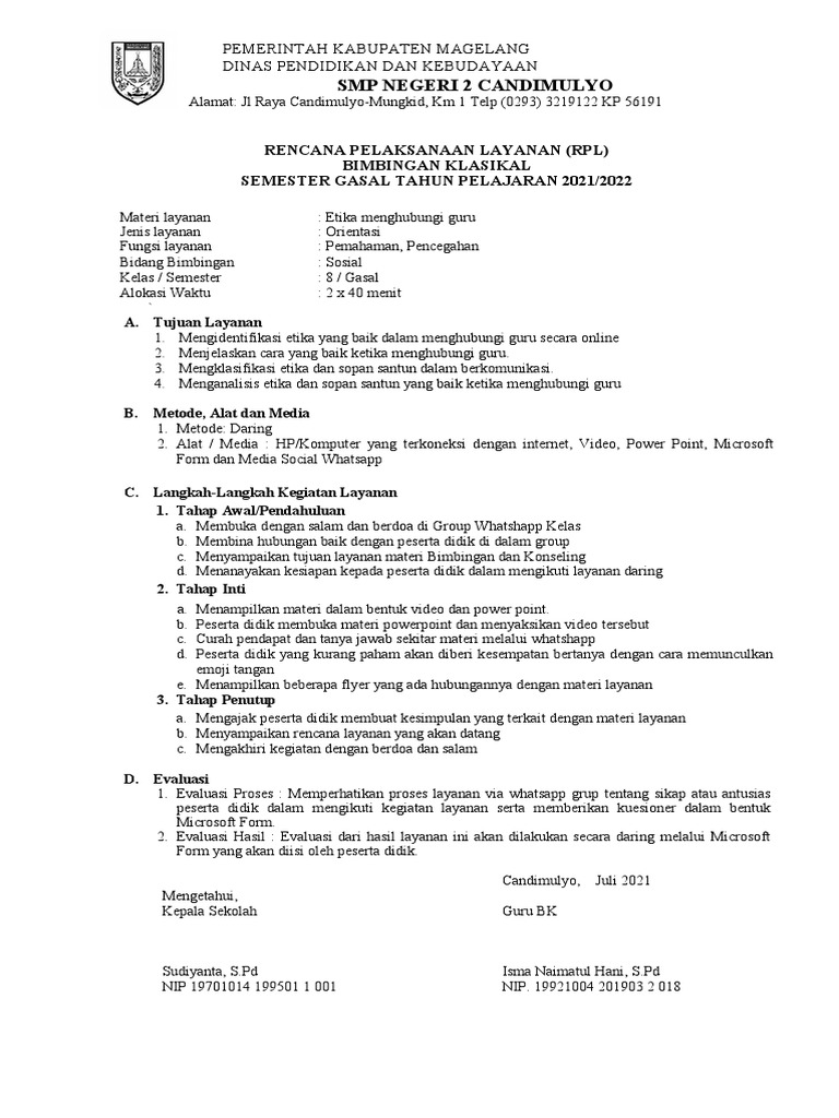 RPL BK Etika Menghubungi Guru | PDF
