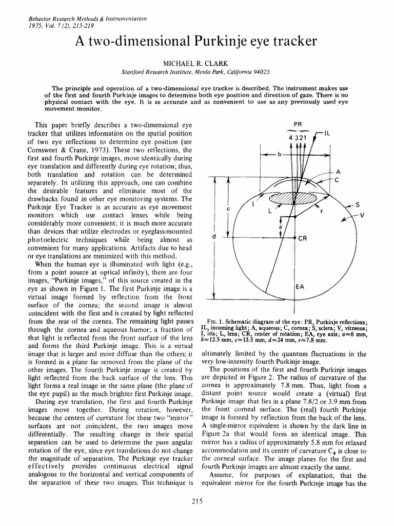 Clark 1975 - A Two-Dimensional Purkinje Eye Tracker | PDF | Eye | Optics