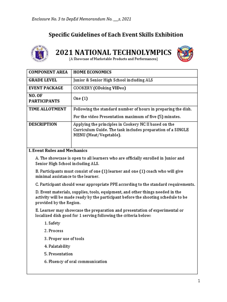 2021 National Technolympics: Specific Guidelines of Each Event Skills ...
