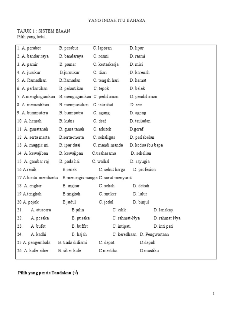 Latihan Ejaan Dan Frasa | PDF