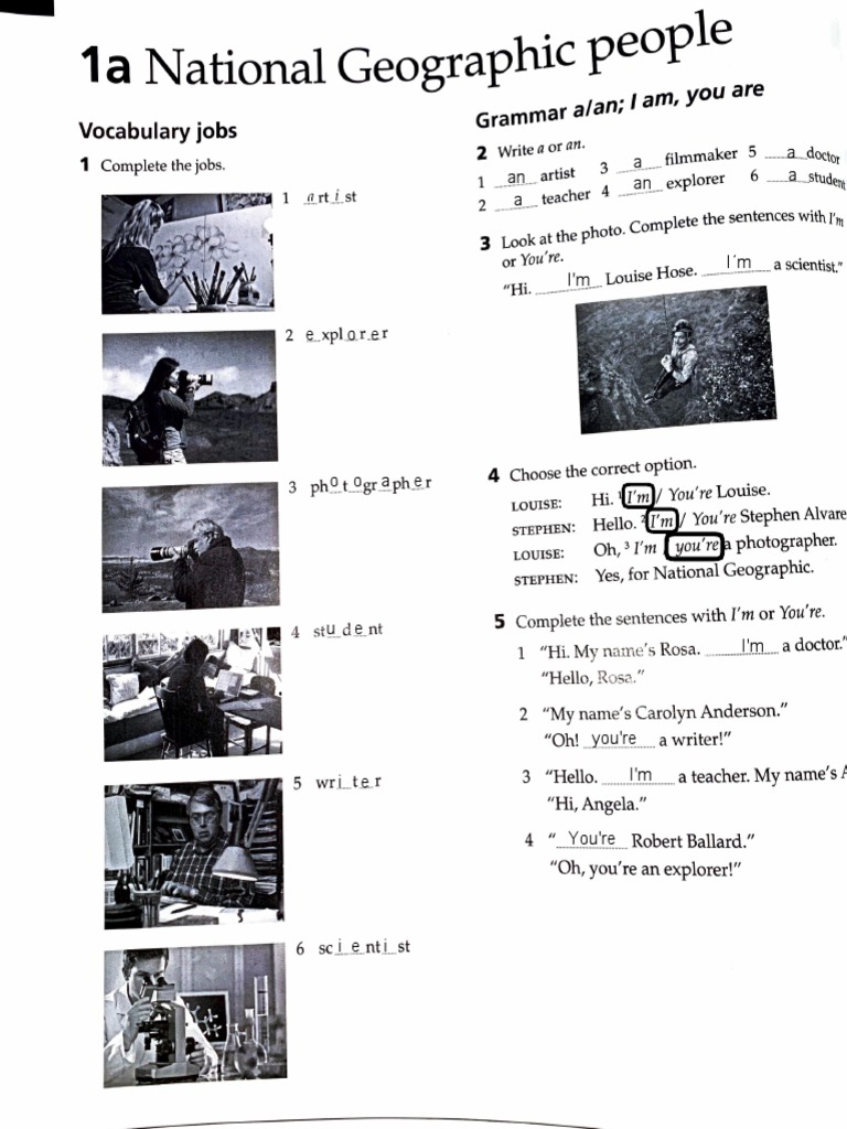 National Geographic People: Grammar Vocabulary Jobs | PDF | Written ...