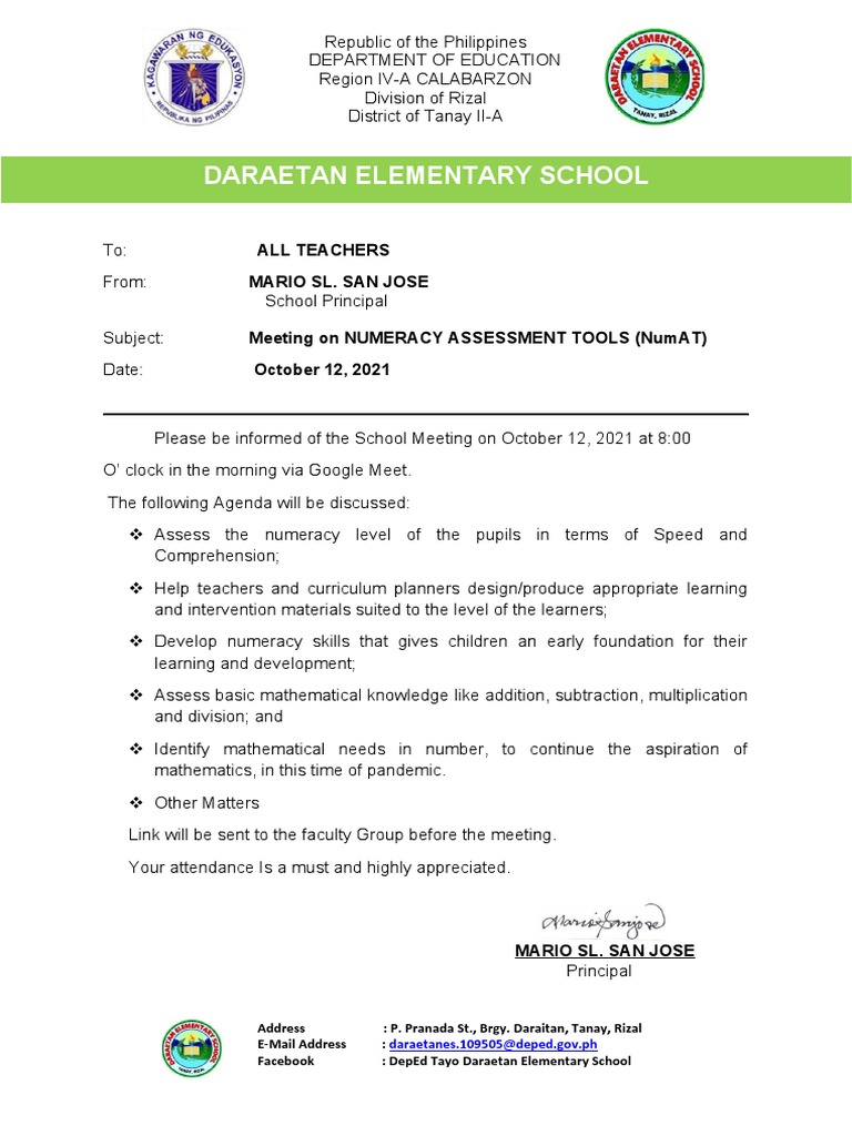 Meeting on Numeracy Assessment Tools | PDF | Learning | Education Theory