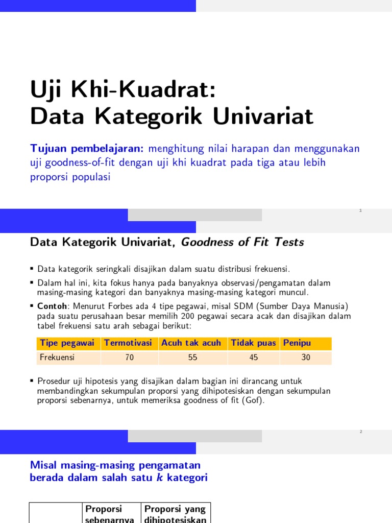 1.uji Khi Kuadrat - Data Kategorik Univariat | PDF