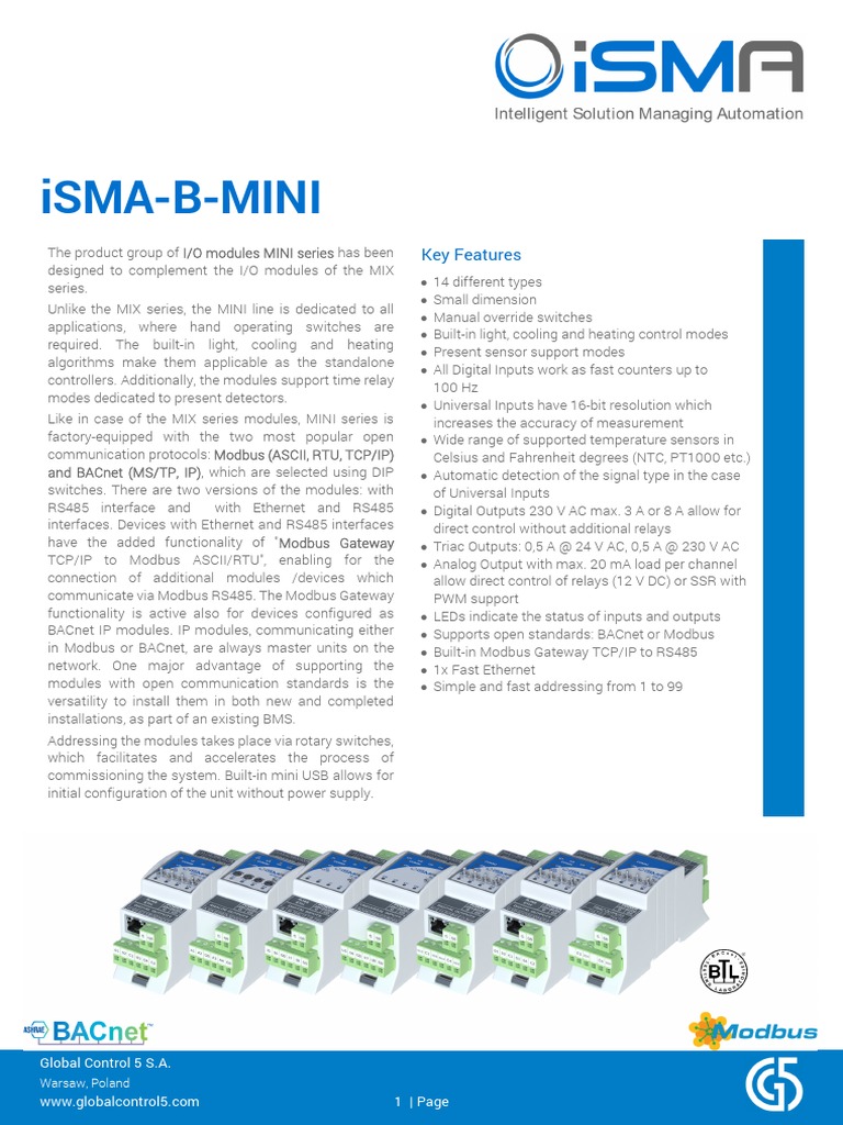 iSMA-B-MINI I/O Module Overview | PDF | Computing | Electricity
