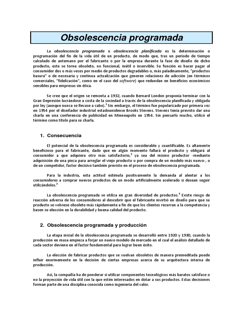 # Obsolescencia Programada | PDF | Residuos | Producción y fabricación