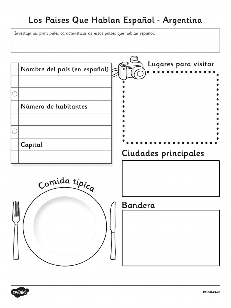 T2 L 176 Spanish Speaking Countries Project Writing Frame - Ver - 1 | PDF