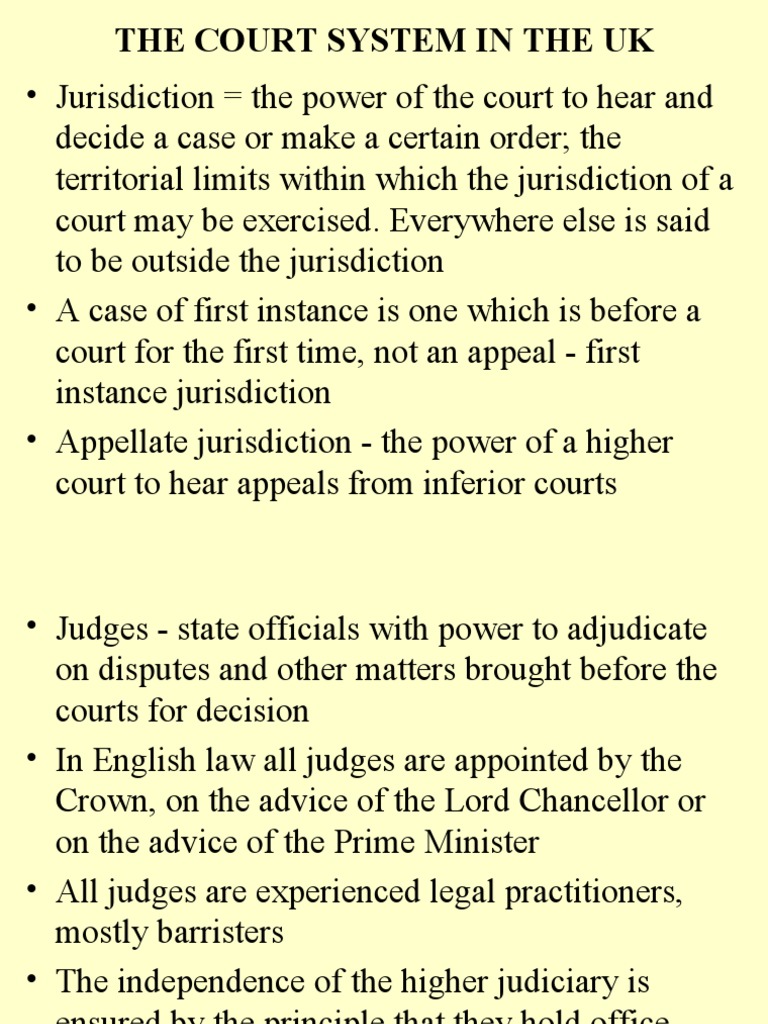 The Court System in The Uk | PDF | Justice Of The Peace | Jurisdiction