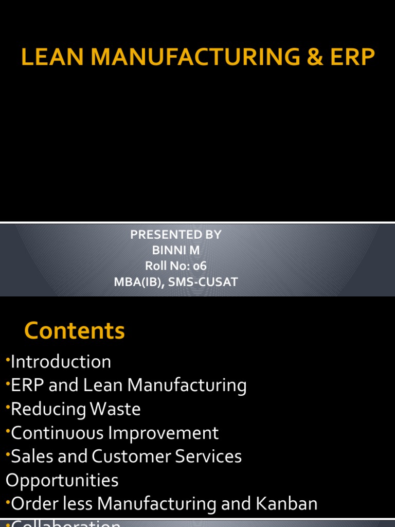 Lean Manufacturing & ERP Integration | PDF | Enterprise Resource ...