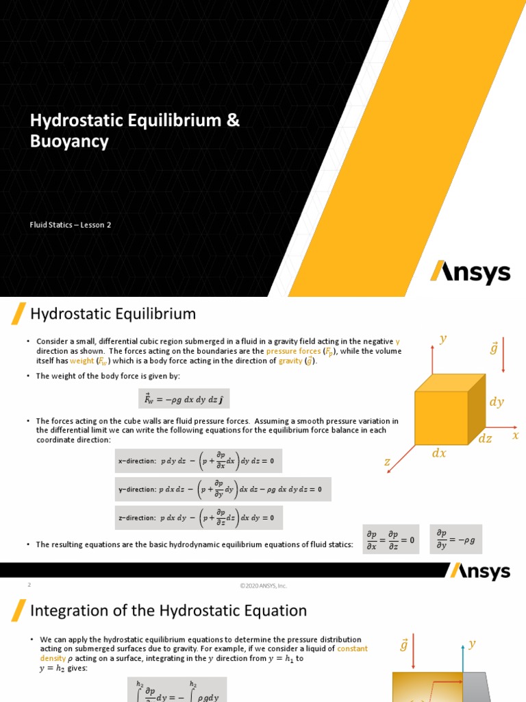 Fluid Statics Lesson2 Hydrostatic Equilibrium and Buoyancy Handout | PDF | Buoyancy | Density