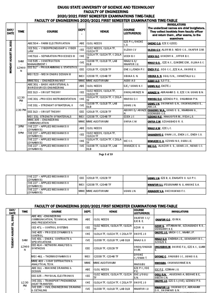 Exam Time Table (2021) B2 | PDF | Engineering | Computer Engineering