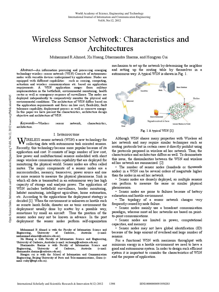 Wireless Sensor Network Characteristics and Architectures - 2 | PDF | Wireless Sensor Network ...