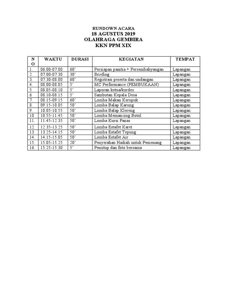 Rundown Acara SD | PDF