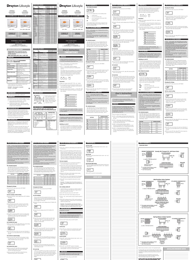 Drayton Lifestyle Time Switch User Manual For Model LP111, LP711, LP ...