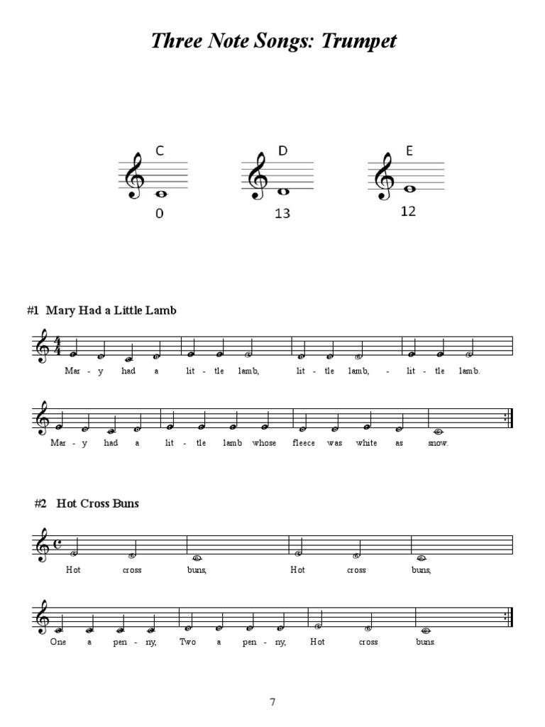3 Note Songs - Trumpet | PDF