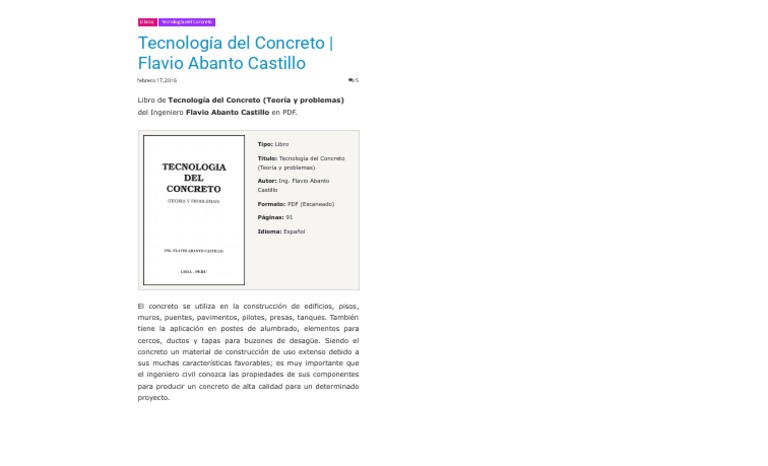 Tecnología Del Concreto - Flavio Abanto Castillo | PDF Tecnología Del Concreto - Flavio Abanto Castillo | PDF