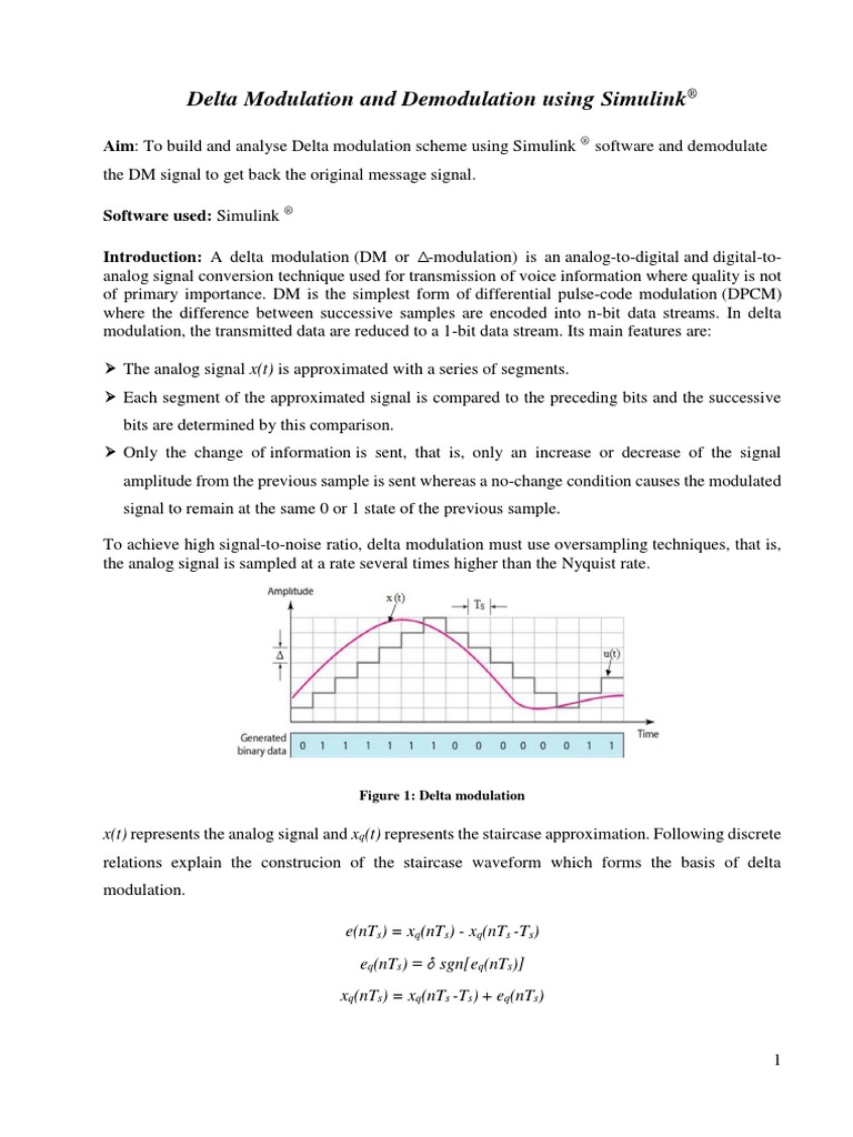 Delta Modulation Pdf Io Pdf Modulation Sampling Signal Processing