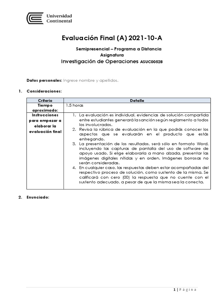 Evaluaci N Sustitutoria Investigacion de Operaciones PDF | PDF | Función (Matemáticas) | Mercado ...