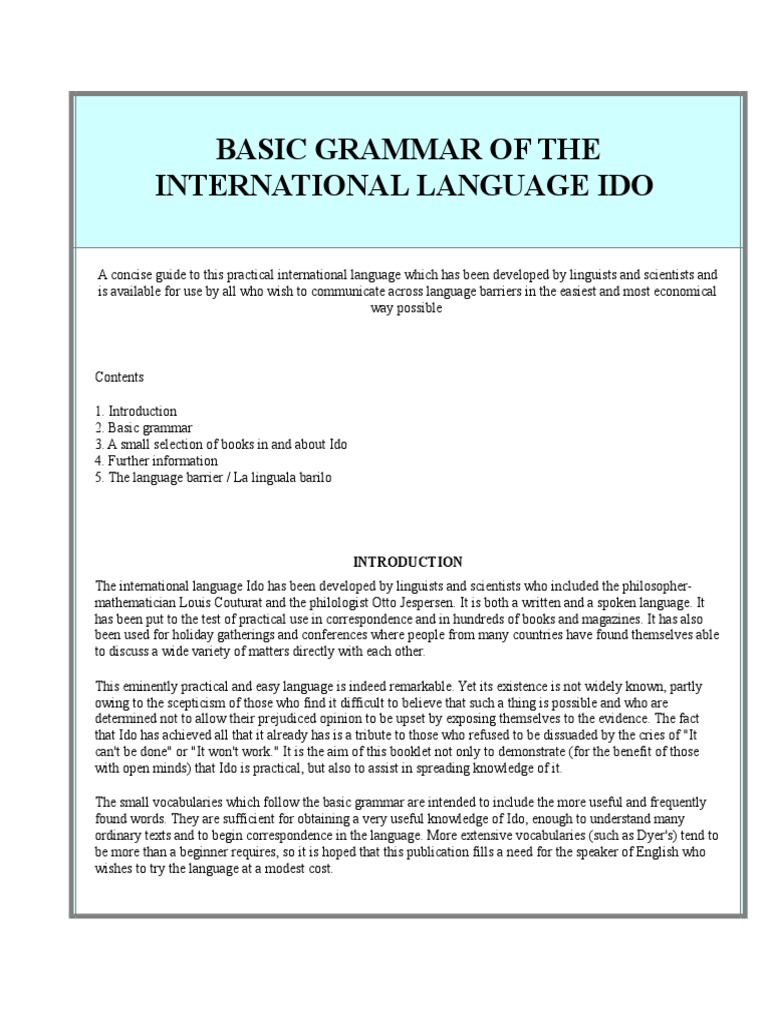 Basic Ido Grammer | PDF | English Language | Adjective