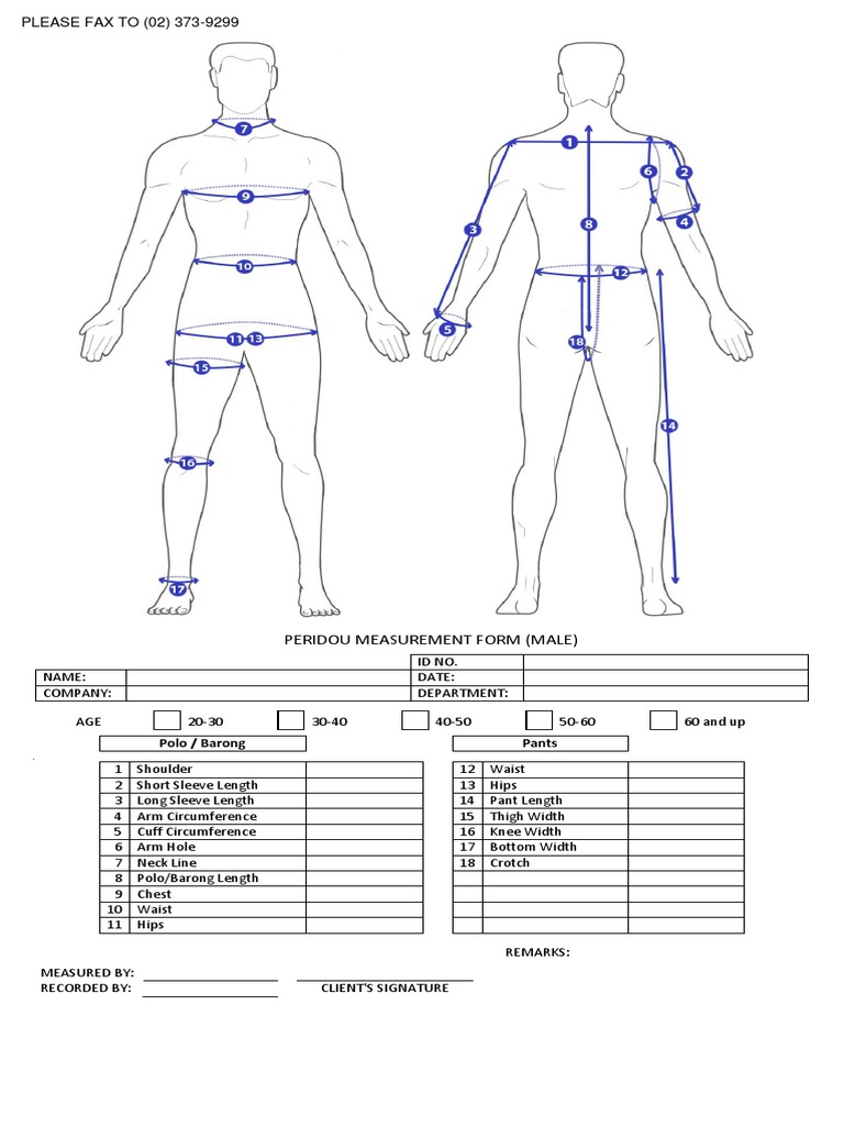 Male Barong Measurement Form | PDF
