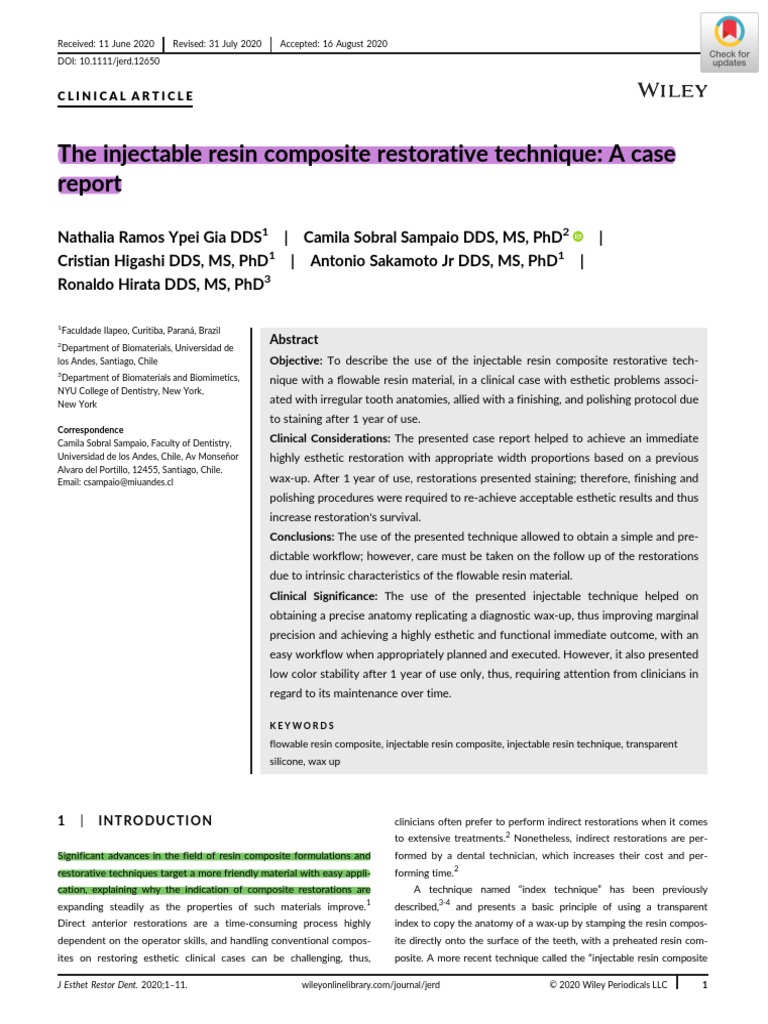 The Injectable Resin Composite Restorative Technique: A Case | PDF ...