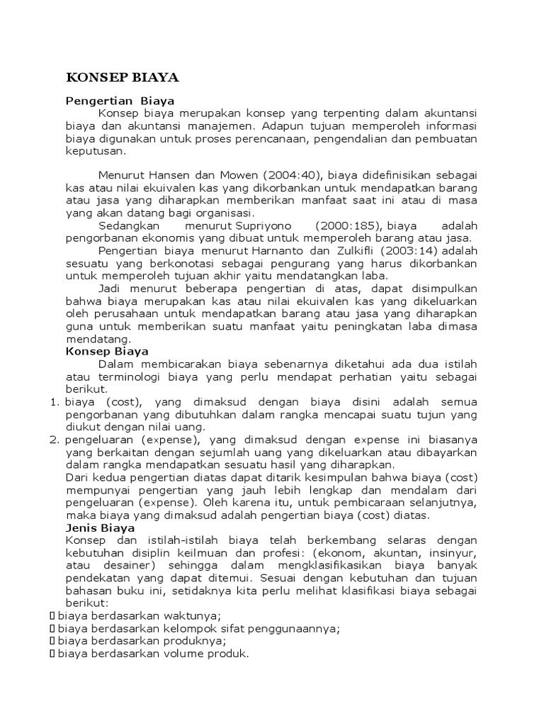 Konsep Biaya | PDF