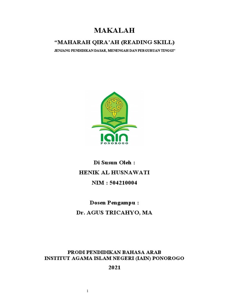 Makalah Maharah Qiraah | PDF | Karier & Perkembangan
