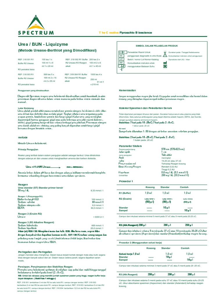 Urea-BUN - Liquizyme (Modified Urease-Berthlot Method) .En - Id | PDF