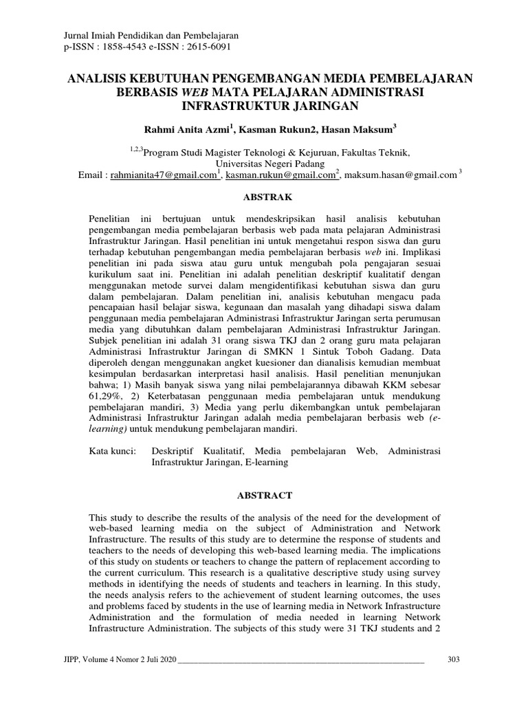 Analisis Kebutuhan Media Pembelajaran | PDF