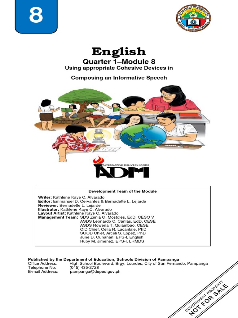 English8 Q1 Mod8 CohesiveDevice v1 | Download Free PDF | Learning | Sentence (Linguistics)