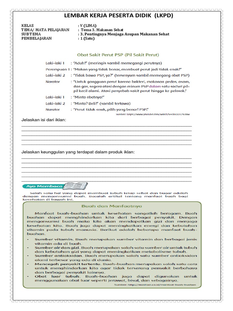 LKPD Tema 3 ST3 | PDF | Kajian Bahasa Asing