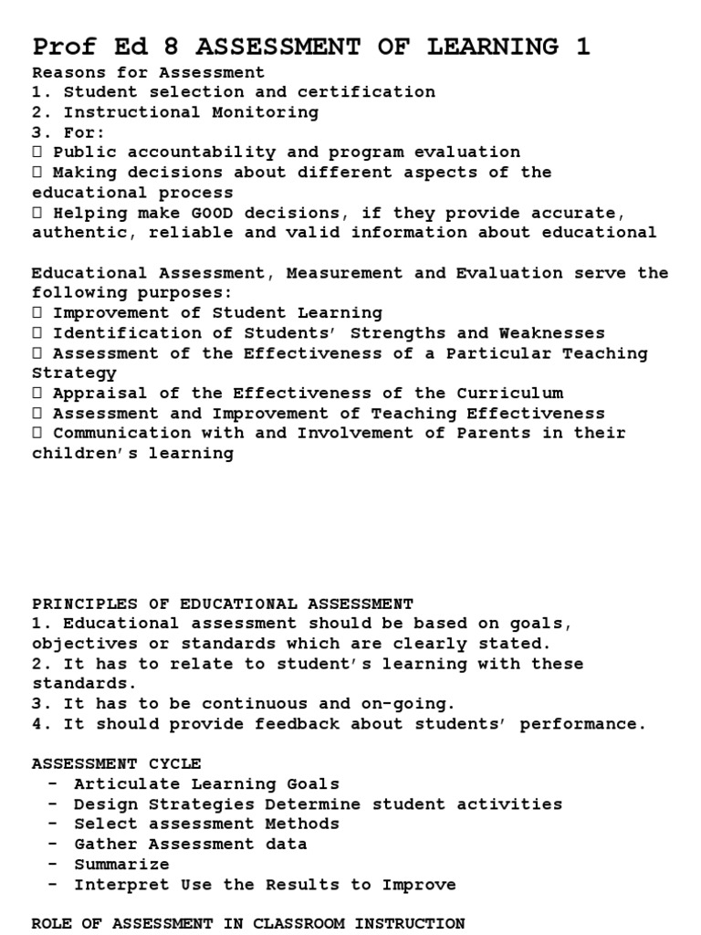 Prof Ed 8 Assessment of Learning 1 | PDF | Educational Assessment ...