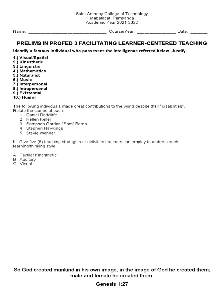 Profed 3 Facilitating Leaerner Centered Teaching 2021 2022 | PDF