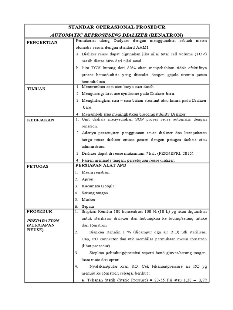 Sop Reuse Renatron | PDF