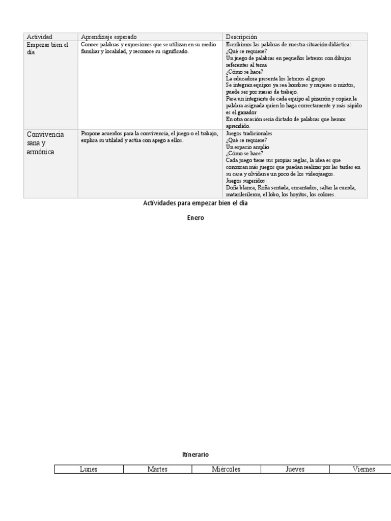 Actividades para Empezar Bien El Dia | PDF | Cognición | Aprendizaje