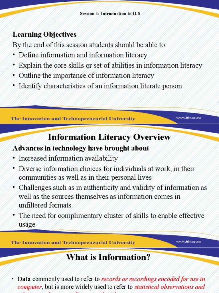 Unit 1 Introduction To Information Literacy Skills (ILS) | PDF ...