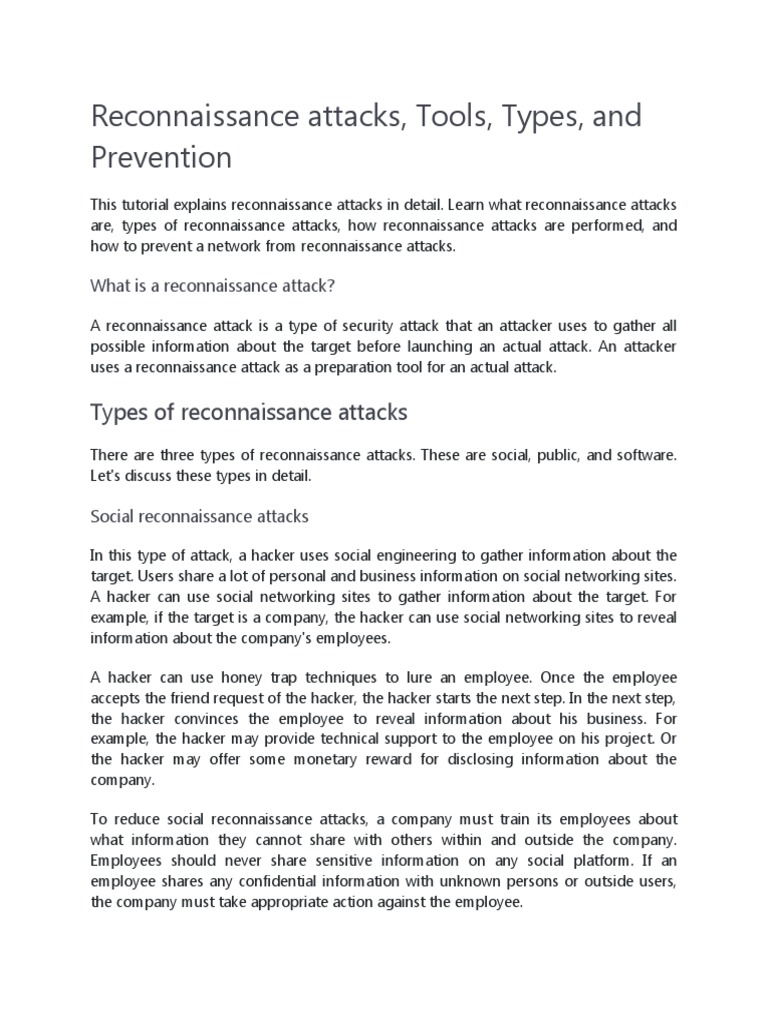 Reconnaissance Attacks, Tools, Types, and Prevention | PDF | Domain ...