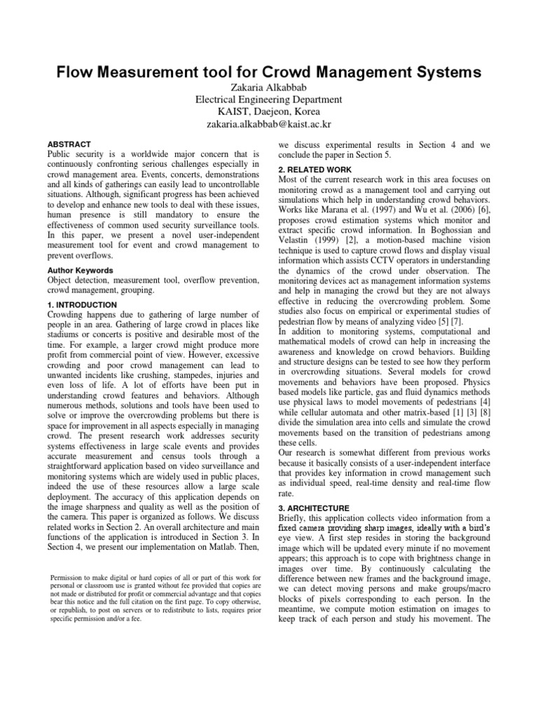 Flow Measurement Tool For Crowd Management Systems | PDF | Computing ...