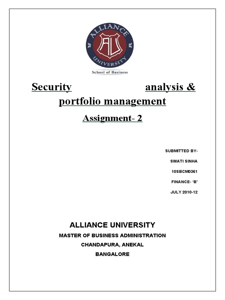 Sapm (10SBCM0361) Assignment - 2 | PDF | Capital Asset Pricing Model | Net Present Value