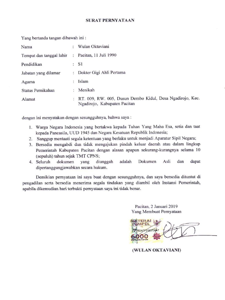 Surat Pernyataan Wni | PDF