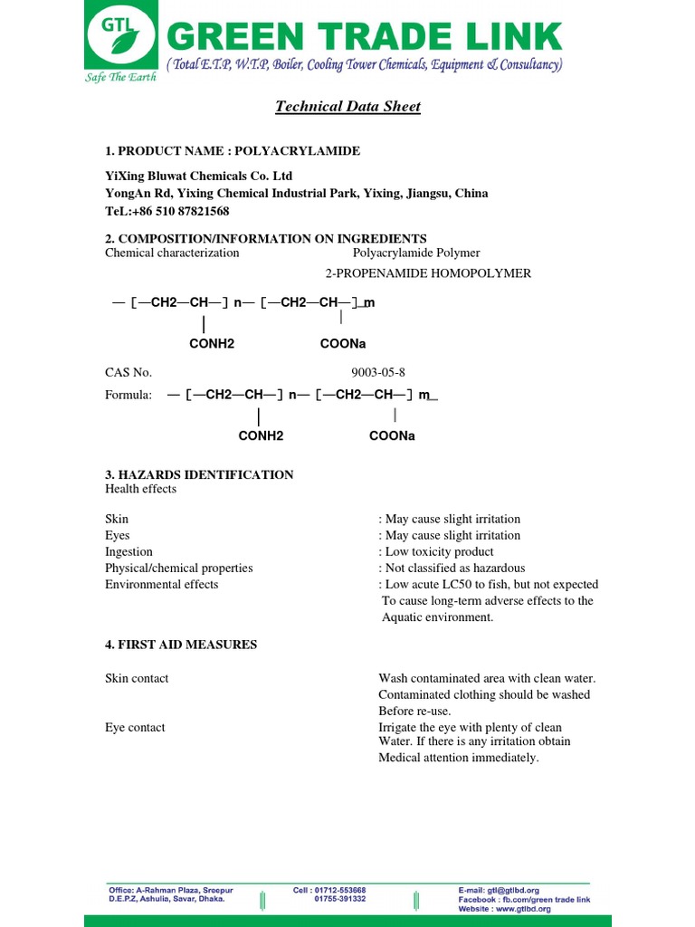 Polyacrylamide TDS | PDF | Toxicity | Water
