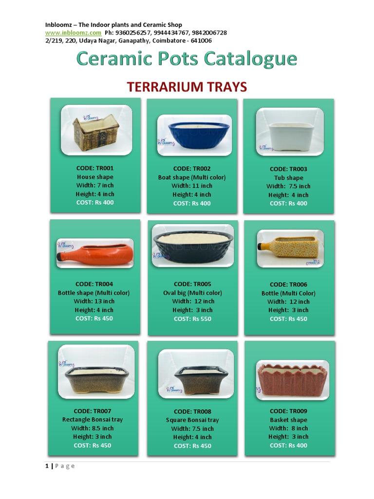 Ceramic Pots Catalogue - Terrarium Trays | PDF | Landscape | Plants