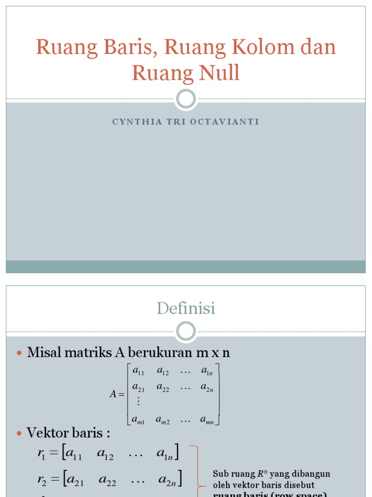 Ruang Baris, Ruang Kolom Dan Ruang Null Pert | PDF