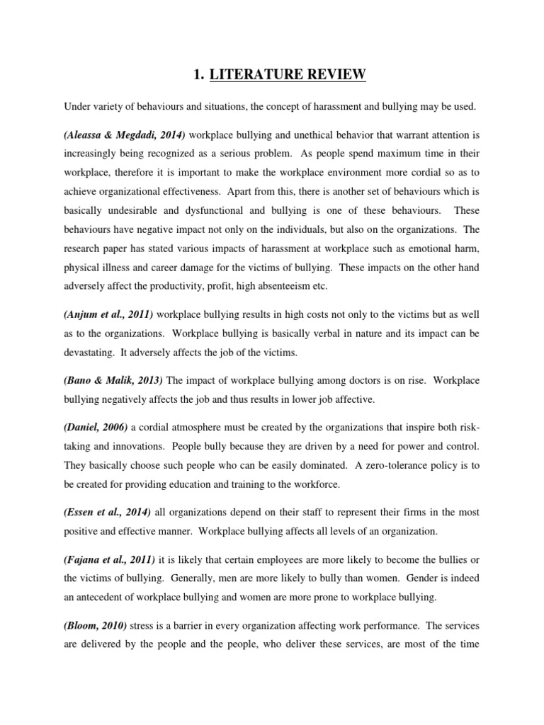 03 - Litreature Review | Download Free PDF | Workplace Bullying ...