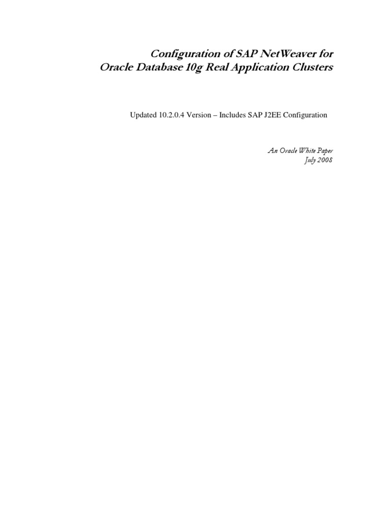 Configuration Of Sap Netweaver For Oracle 10g Pdf Oracle Database File System