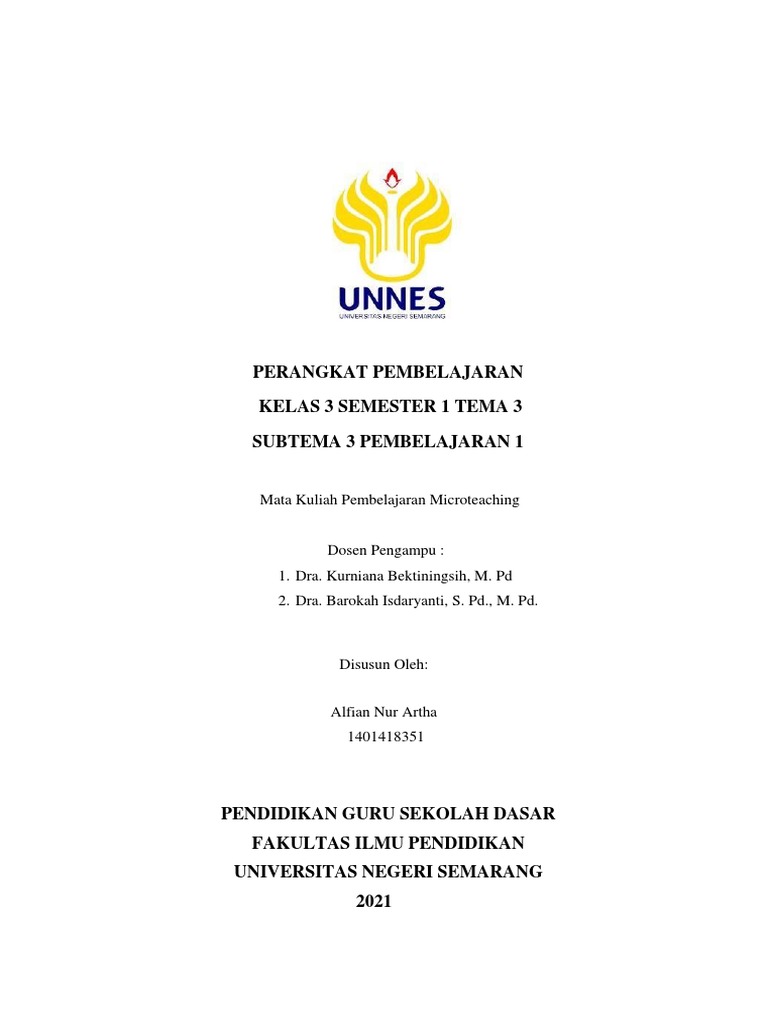 RPP Luring Kelas 3 Tema 3 Subtema 3 Pembelajaran 1-Dikonversi | PDF | Karier & Perkembangan ...